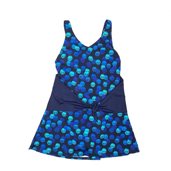 Denim&Co | Swim | Denim Co Beach V Neck Swim Dress Cinch Waist | Poshmark